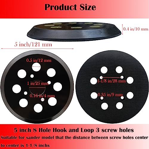 5 Inch 8 Hole Hook and Loop Replacement Sander Pad for Craftsman 315-315112170, 315116940, 315116950, 315112180, 315279870 Random Orbit Sanders- Sanding Pad