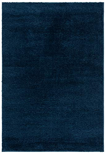 SAFAVIEH August Shag Collection 8' x 10' Navy AUG553M Solid Non-Shedding Living Room Bedroom Dining Room Entryway Plush 1.25-inch Thick Area Rug
