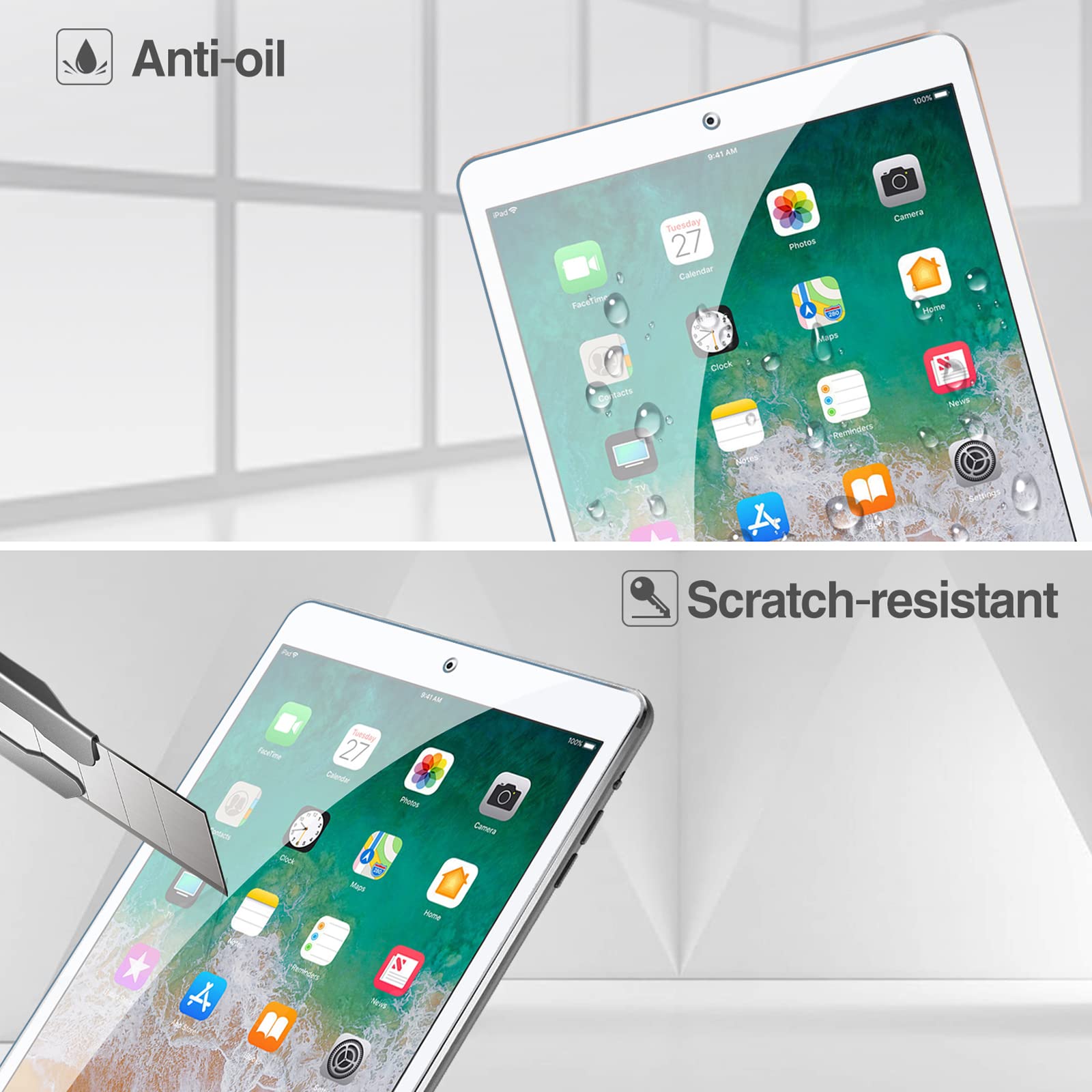 ProCase 2 Pack Screen Protector for 9.7" iPad 6th 5th / iPad Pro 9.7 2016 / iPad Air 2 / iPad Air 1, Tempered Glass Film Guard for iPad 6 5 2018 2017, iPad Air 2nd 1st 2014 2013