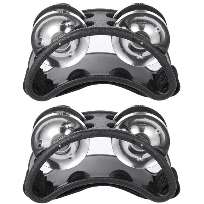2PCS Foot Tambourine, Musical Instrument Percussion Pedal with Steel Jingle Bells for Drum & Guitar Playing