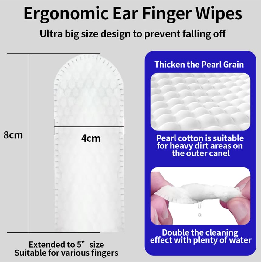 50 Pcs Ear Cleaner Finger Wipes, Dog Ear Finger Wipes, Ear Finger Wipes for Dogs Cats - Sooths & Deodorizes,Ear Relief Finger Wipes,Ear Cleansing Finger Wipes for Dogs,Sooths & Deodorizes (50 PCS)