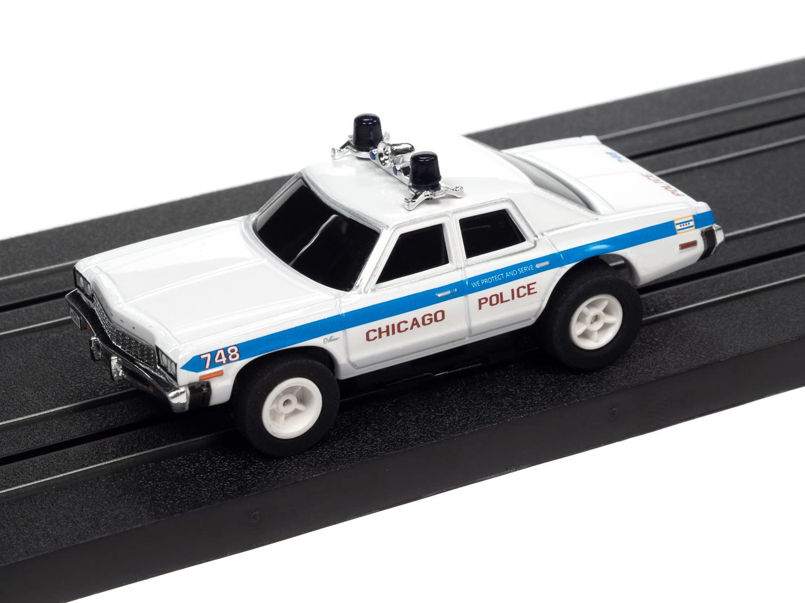 Auto World SC372-4 The Blue Brothers Chicago Police 1974 Monaco HO Scale Electric Slot Car
