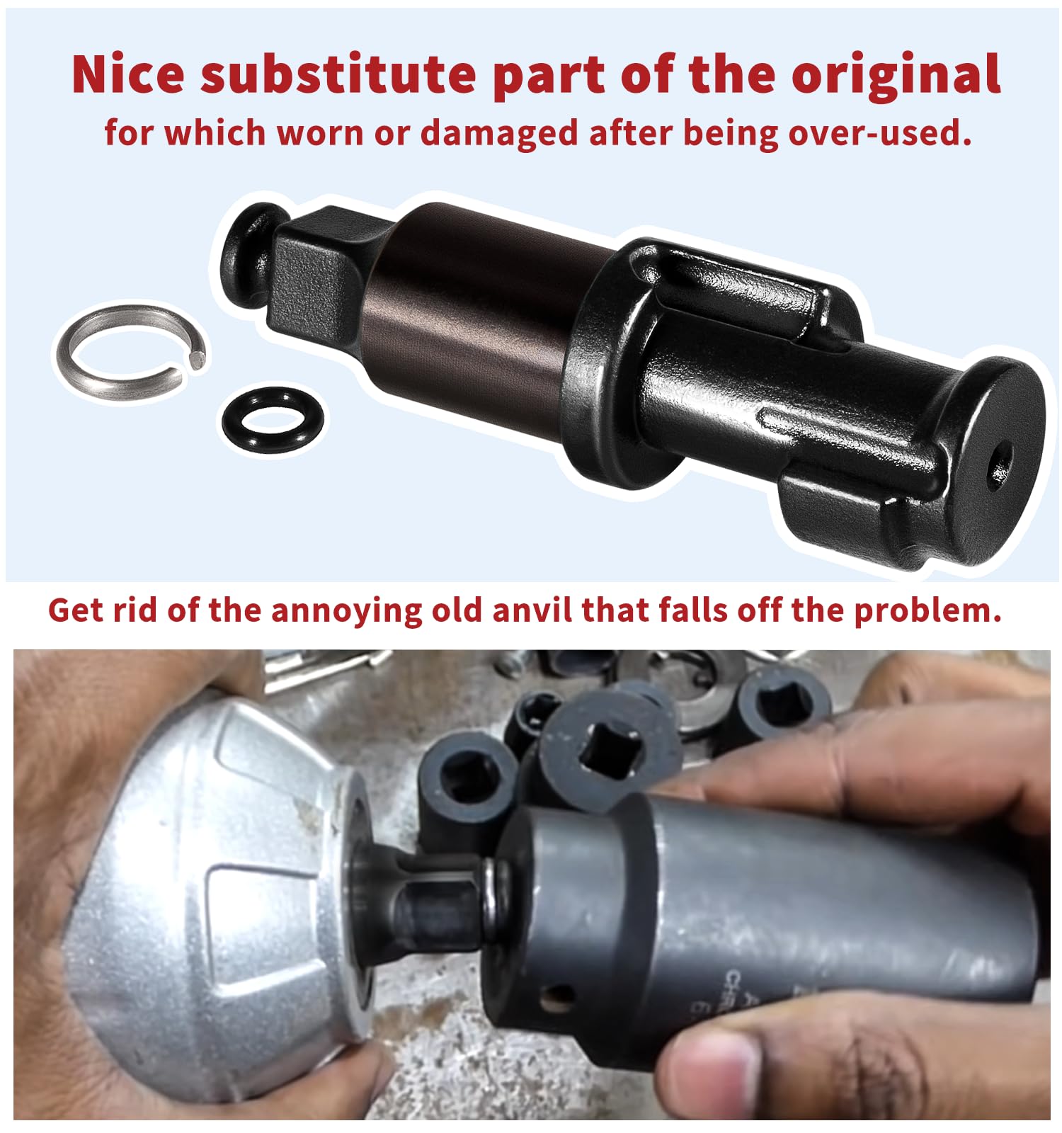 3/8" Impact Wrench Anvil Repair Kit Fit for Ingersoll Rand Air Impact IR2112 & IR2115 Replacement Part, Comes with Retainer and Support Ring