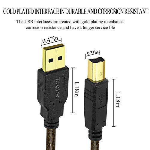 Printer Cable 25 Feet USB 2.0 Type A Male to Type B Male Printer Scanner Cable High Speed USB A to B Cable Compatible with HP, Canon, Brother, Epson, Xerox, Samsung etc