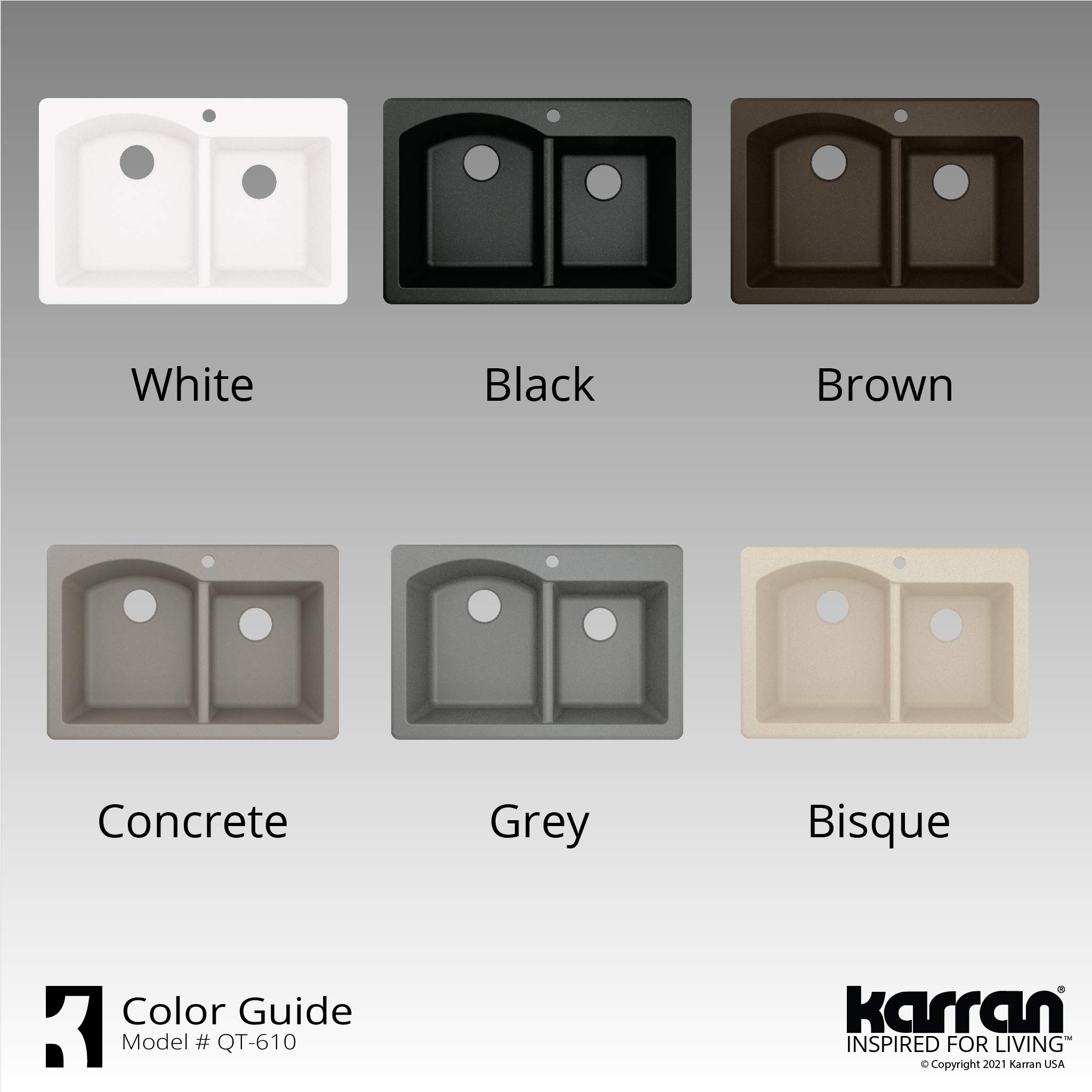 Karran QT-610 Drop-In Quartz Composite 33 in. 1-Hole 60/40 Double Bowl Kitchen Sink in Bisque