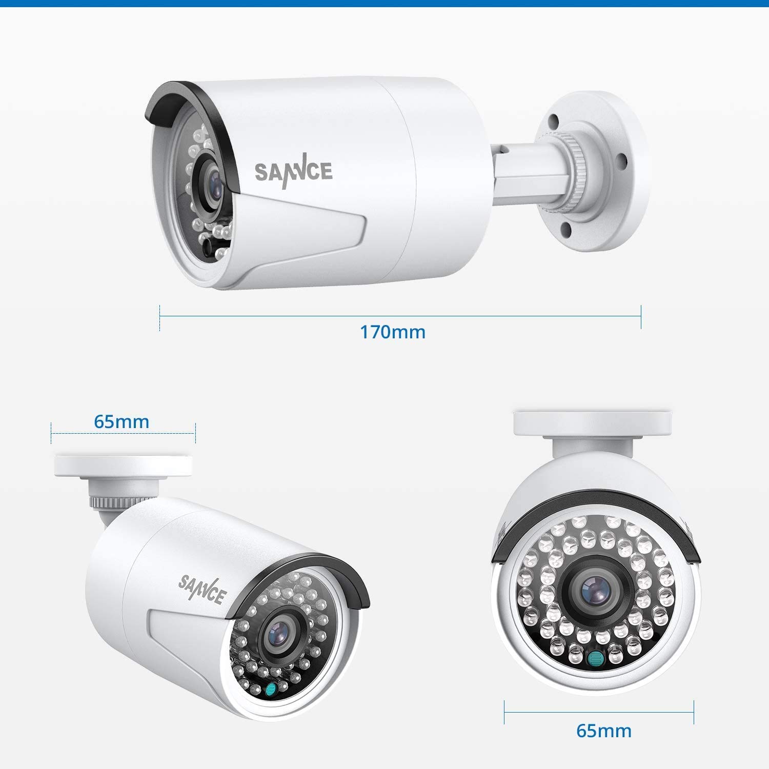 SANNCE 5MP PoE IP Security Camera for PoE NVR, 2Pcs Outdoor Weatherproof Cameras with Smart IR LEDs, Night Vision, Motion Detection, One-Way Audio, Compatible with Alexa