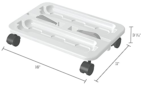 Deflecto Stack 'N Go Caddy Wheel Base, Craft Organizer, Compatible with Deflecto Desk Supplies Organizer Caddy, White, 16"W x 3 1/4"H x 11"D (29443CR)