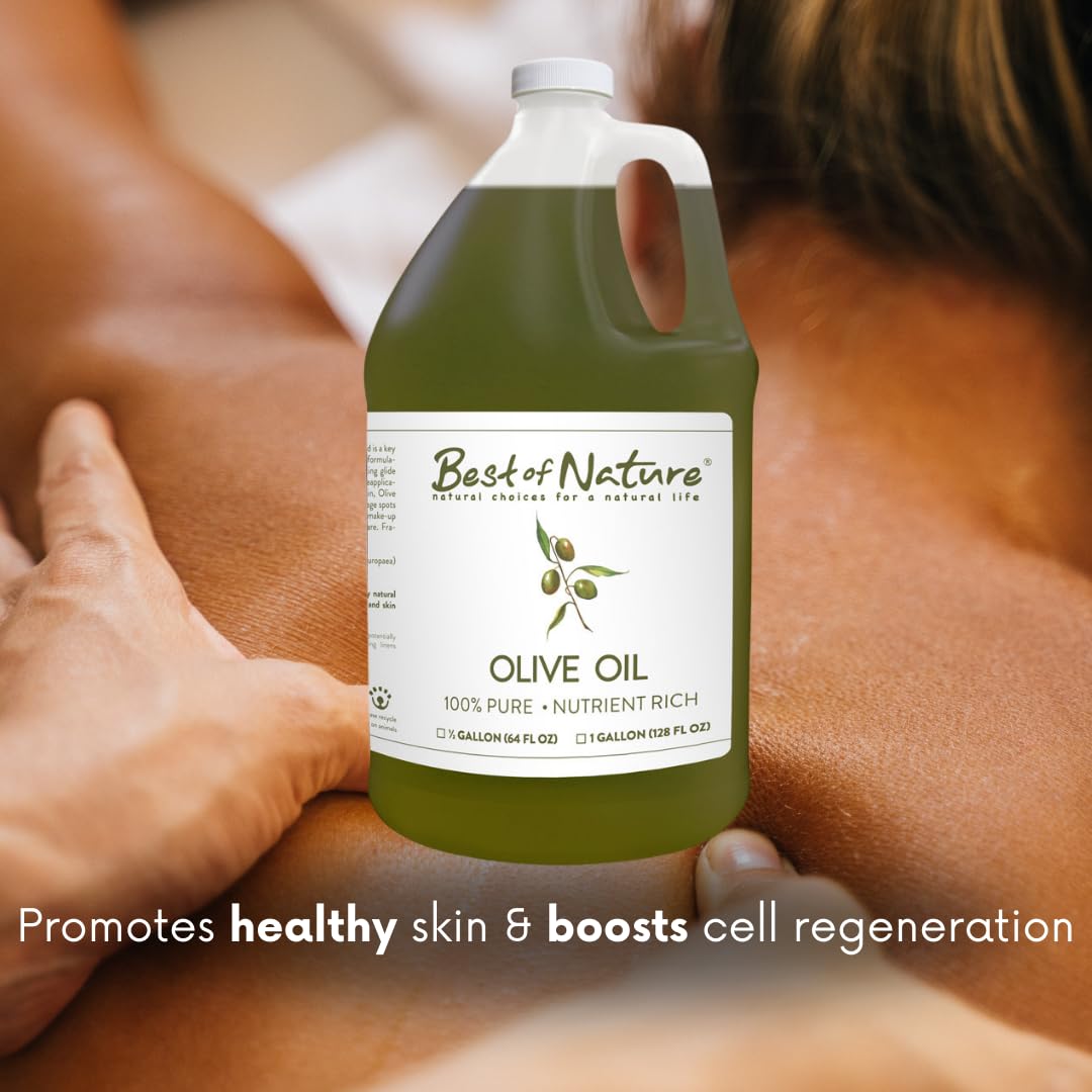 Best of Nature 100% Pure Olive Massage & Body Oil – Cold Pressed, Natural & Unscented Moisturizer for Skin, Hair & Bath, 8 fl oz