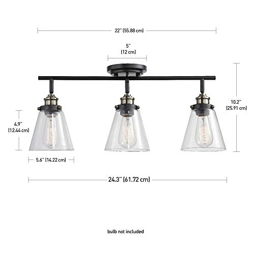 Globe Electric 59629 Jackson 3 Track Lighting, Dark Bronze, Antique Brass Accents