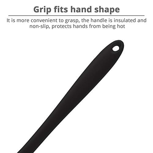 KUFUNG Silicone Ladle Spoon, Seamless & Nonstick Kitchen Soup Ladles, BPA-free & Heat resistant up to 480°F, Non-Stick Kitchen Cooking Utensils Baking Tool (Black)