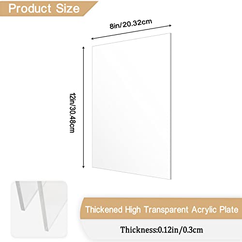 ADTDA 2 Pieces 1/8" Thick (3mm) Acrylic Sheets,Clear Cast Plexiglass 8β x 12β with Protective Paper for Signs DIY Display Projects,Craft,Photo Frames