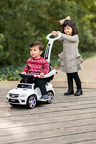 Best Ride On Cars 4 in 1 Mercedes Battery Powered Push Car, White, Large