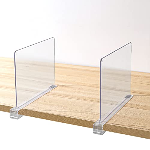 gbayle 10 PCS Acrylic Clear Closet Shelf Divider,Closet Organization for Wooden Shelving Suitable for Vertical Shelves Or Bedroom, Kitchen,Books,Towels and Hats, Purses Separators and Office