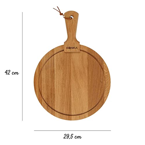 Boska Wooden Serving Cheese Round Board - Holland Life Best For Cheese, Tapas, Bread, and Desserts Presentation - Board Slab with Non-Slip Feet - Cutting and Charcuterie Board
