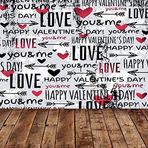 SJOLOON 10x10ft Valentines Day Backdrops for Photography Wood Floor Photography Backdrops Love for Photo Background for Party Studio Backdrop 10869