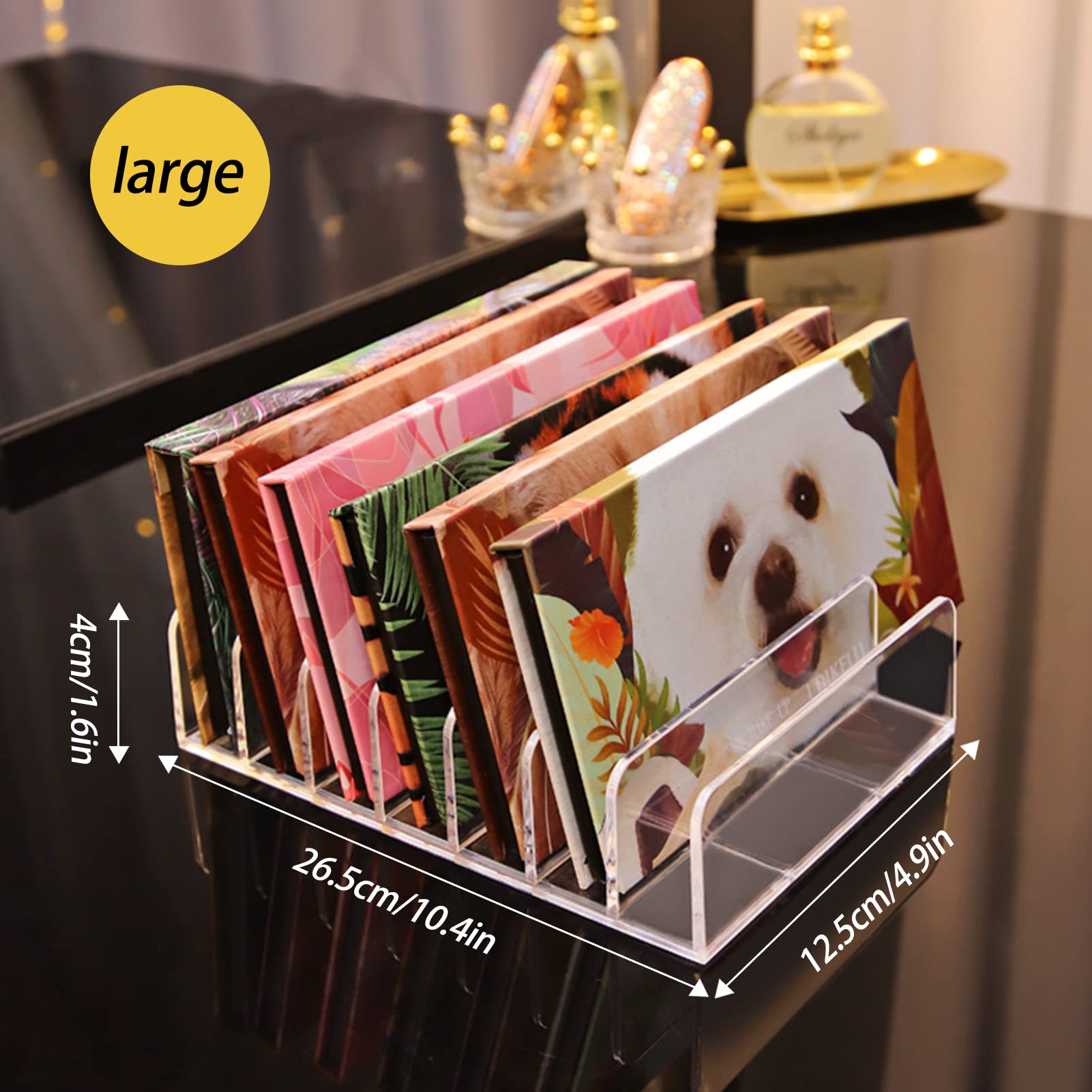 2 Pack Acrylic Eyeshadow Palette Make Up Organizer 7 Section Divided Makeup Holder Display Stand Rack for Eyeshadow Palettes, Cosmetic, Contour Kits, Sunglasses
