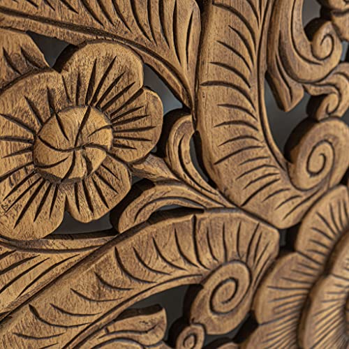 Balinese Hand Carved King Size Bed Headboard Reclaimed Wooden Panels Artwork Handmade Painted in Chiang Mai Thailand 72 Inches