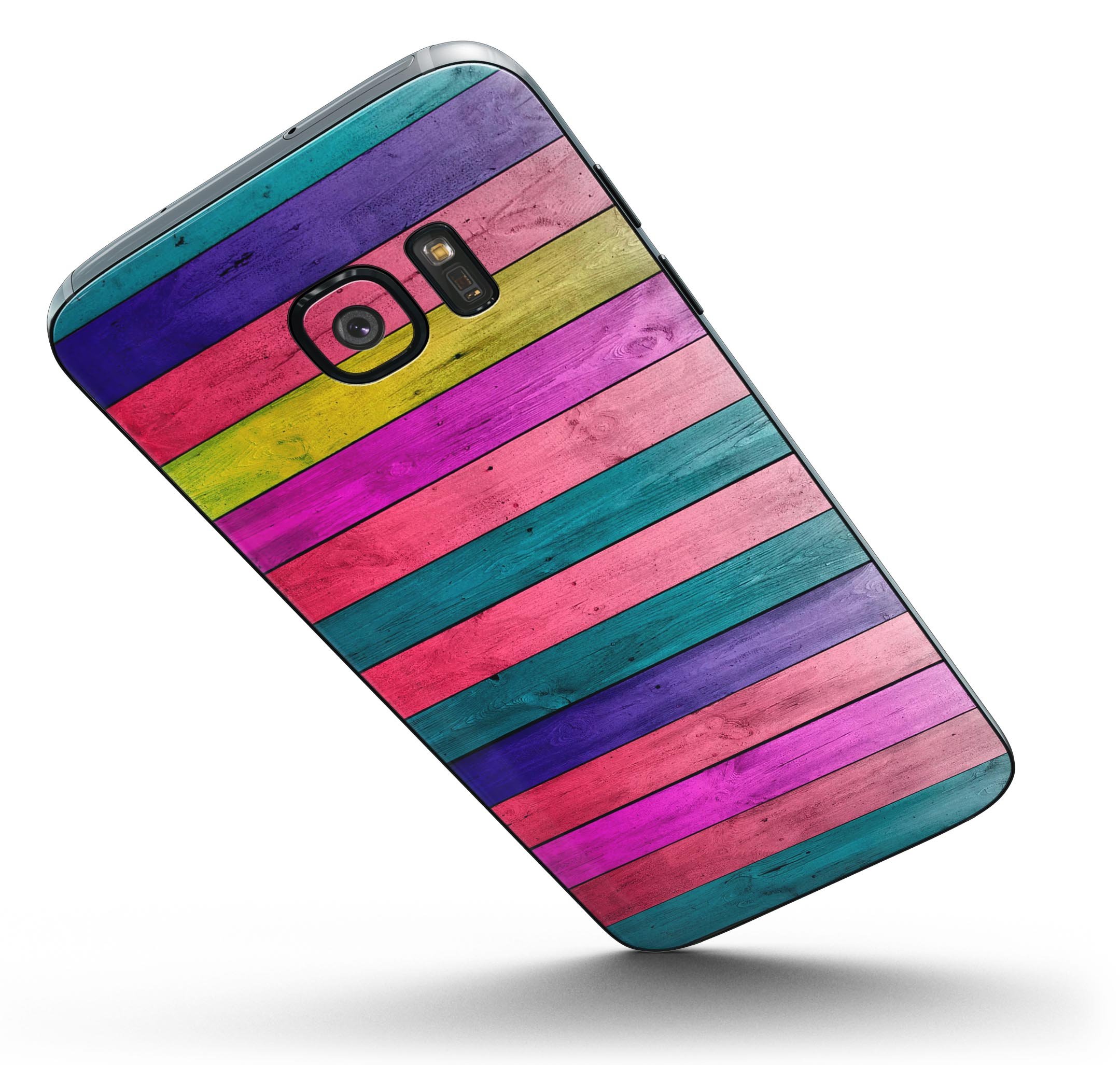 Design Skinz Design Skinz Vibrant Neon Colored Wood Strips Full-Body Wrap Decal Skin-Kit for The Galaxy S8 Plus