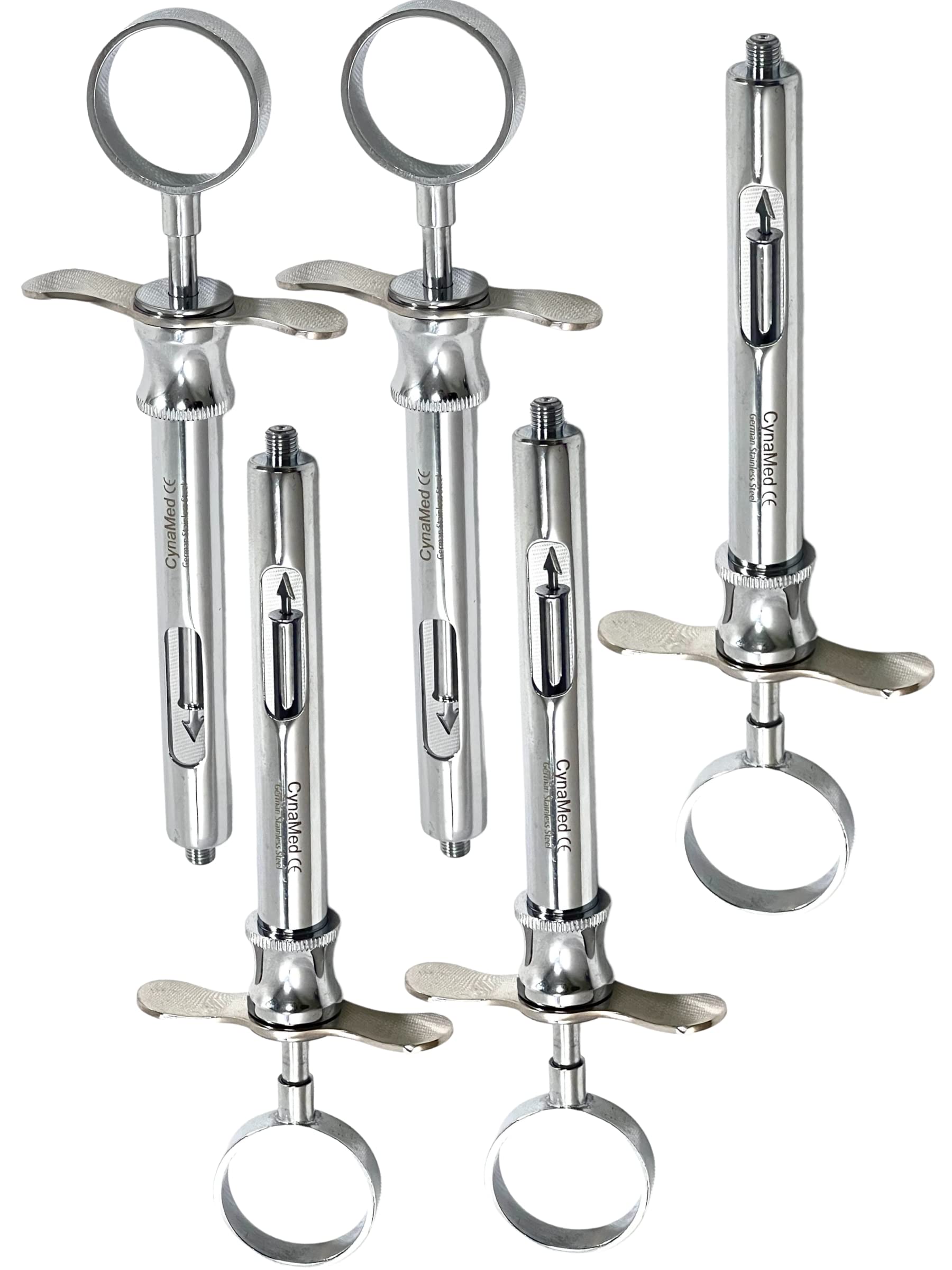 5 PREMIUM ASPIRING DENTAL SYRINGES 1.8mL ANESTHETIC ONE RING WITH FINGER RESTS SURGICAL DENTAL INSTRUMENTS ( CYNAMED )
