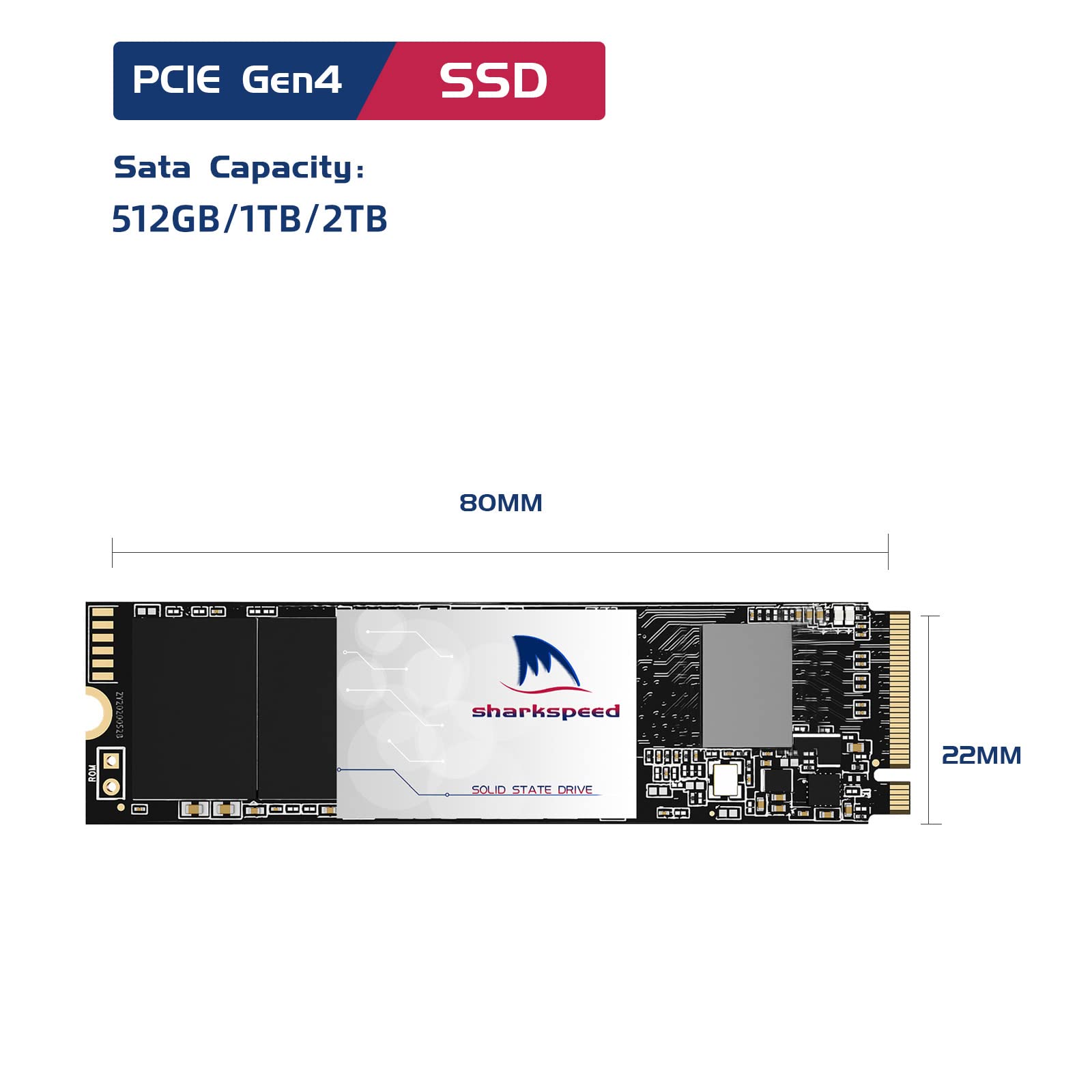 512GB SSD NVMe PCIe Gen 4 M.2 2280 SHARKSPEED Plus 3D NAND Internal High Performance Solid State Drive, TLC, PS5 Compatible,Storage for PC, Laptops, Gaming, up to 5,500MB/s (512GB, M.2 PCIe)