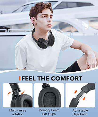 INFURTURE Q1 Active Noise Cancelling Headphones with Microphone,Wireless Over Ear Bluetooth Headphones, Deep Bass, Memory Foam Ear Cups, Quick Charge 40H Playtime, for TV, Travel