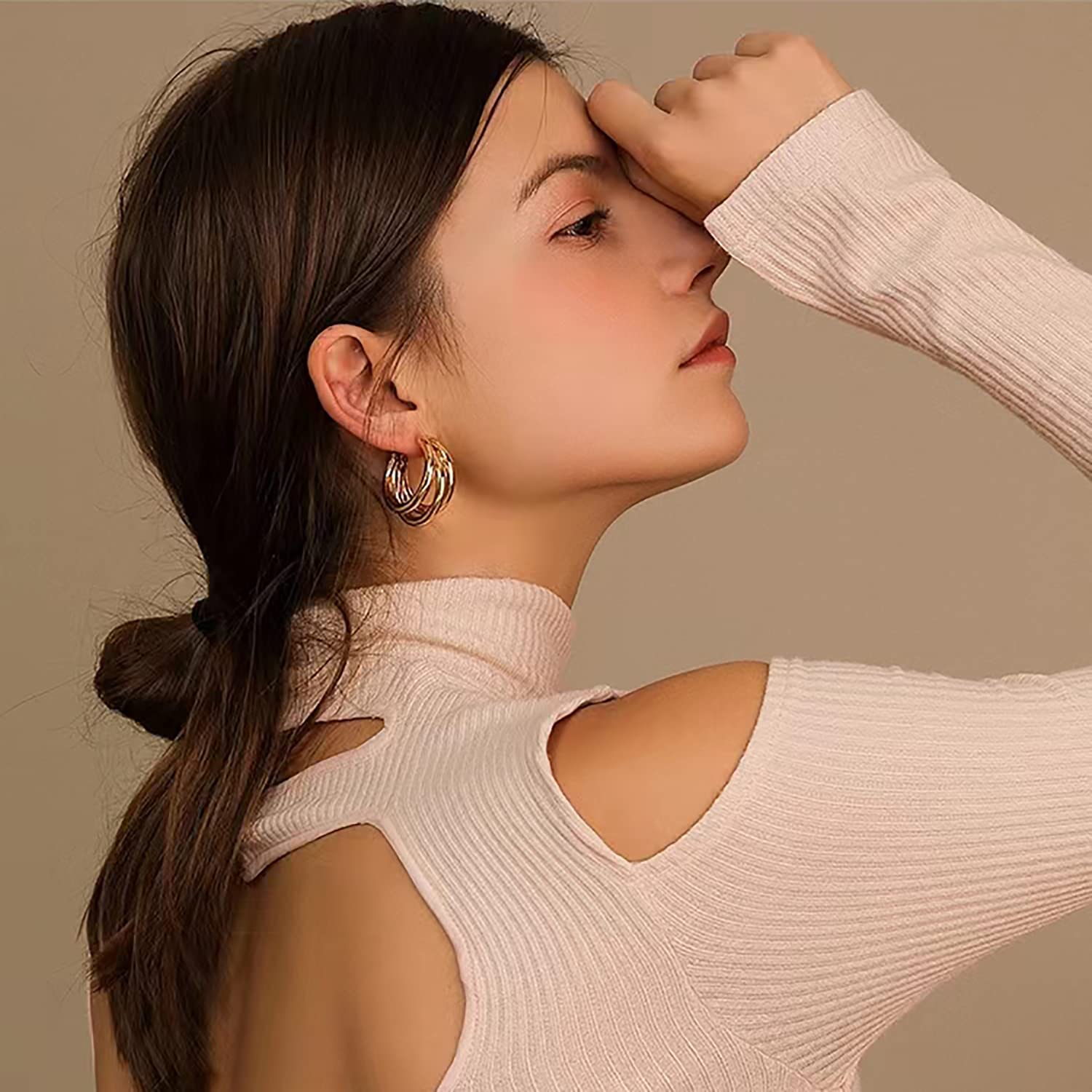 30 Pairs Gold Hoop Earrings Set for Women Girls, Multipack Pearl Earrings Set, Chain Link Stud Drop Dangle Earrings Boho Statement Paperclip Hypoallergenic Earrings for Gift