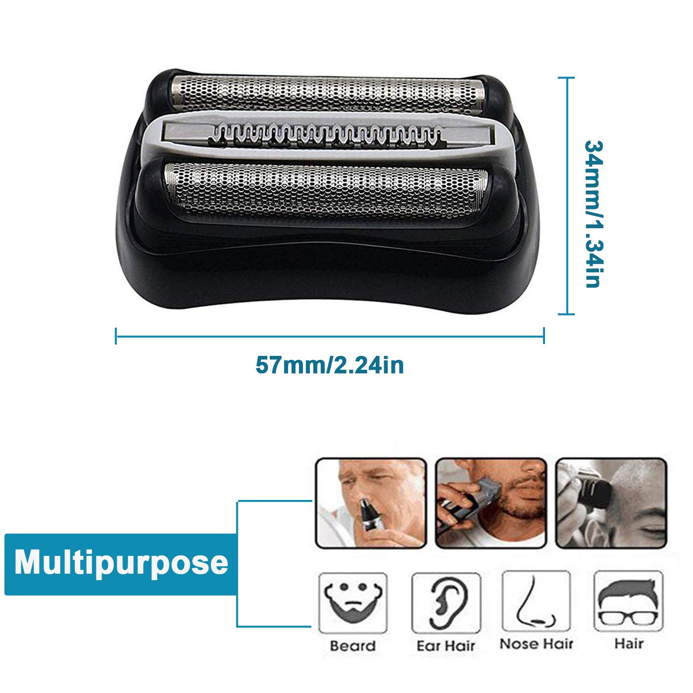 ๐ฎ๐ฌ๐ฎ๐ฏ ๐๐ฅ๐๐ง๐๐๐๐ 32B Shaver Foil Replacement and Cutter for Compatible with Braun Series 3, Shaver Razor Blade Cassette Head Compatible with Braun 320 330 340 350CC 370cc-4 390cc-4 Models