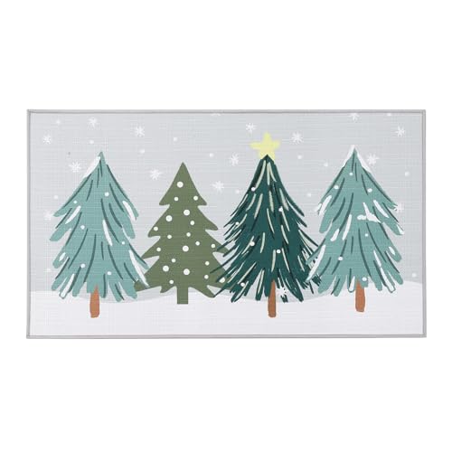 CAROMIO Christmas Trees Decorative Indoor Outdoor Entrance Doormat Merry Christmas Front Door Doormat Anti-Slip Backing Winter Welcome Door Mat Xmas Washable Mat Holiday Decoration 17" x 29"