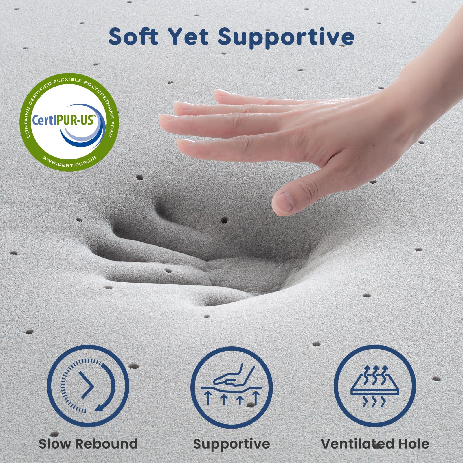 3 Inch Mattress Topper Queen,Gel Memory Foam Mattress Topper Bed Topper for Soft & Cooling Sleep and Pressure Relieve, for Side Sleeper, CertiPUR-US Certified,Bed Ventilated Design with Bed Topper