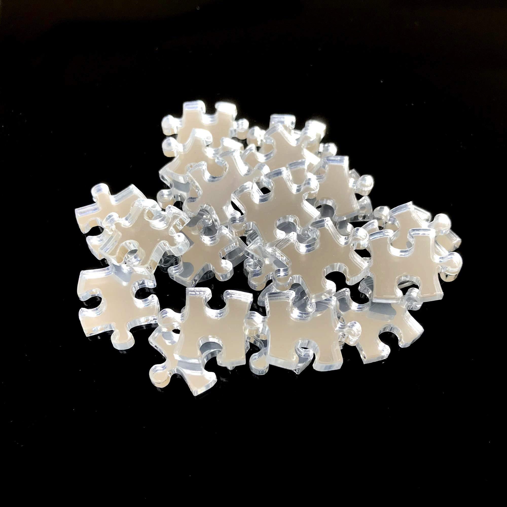 Super Cool Creations Jigsaw Shaped Crafting Mirrors, Set of 10, Many Colours, Shatterproof Acrylic, Pink Mirror, Pack of 10 x 5cm