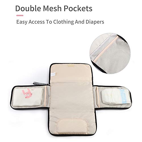 NIUXUAN 3 in 1 Waterproof Portable Changing Pad Diaper Travel Multifunction Baby Diaper Cover Mat Changing Pads Liners Folding Diaper Bags(Red)