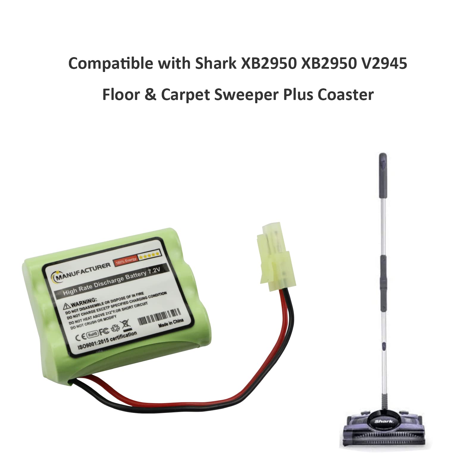 2000mAh Replacement for Shark Euro Pro Vacuum Carpet and Carpet Sweeper XB2950, V2945, V2945Z, V2950, V2950A 7.2V