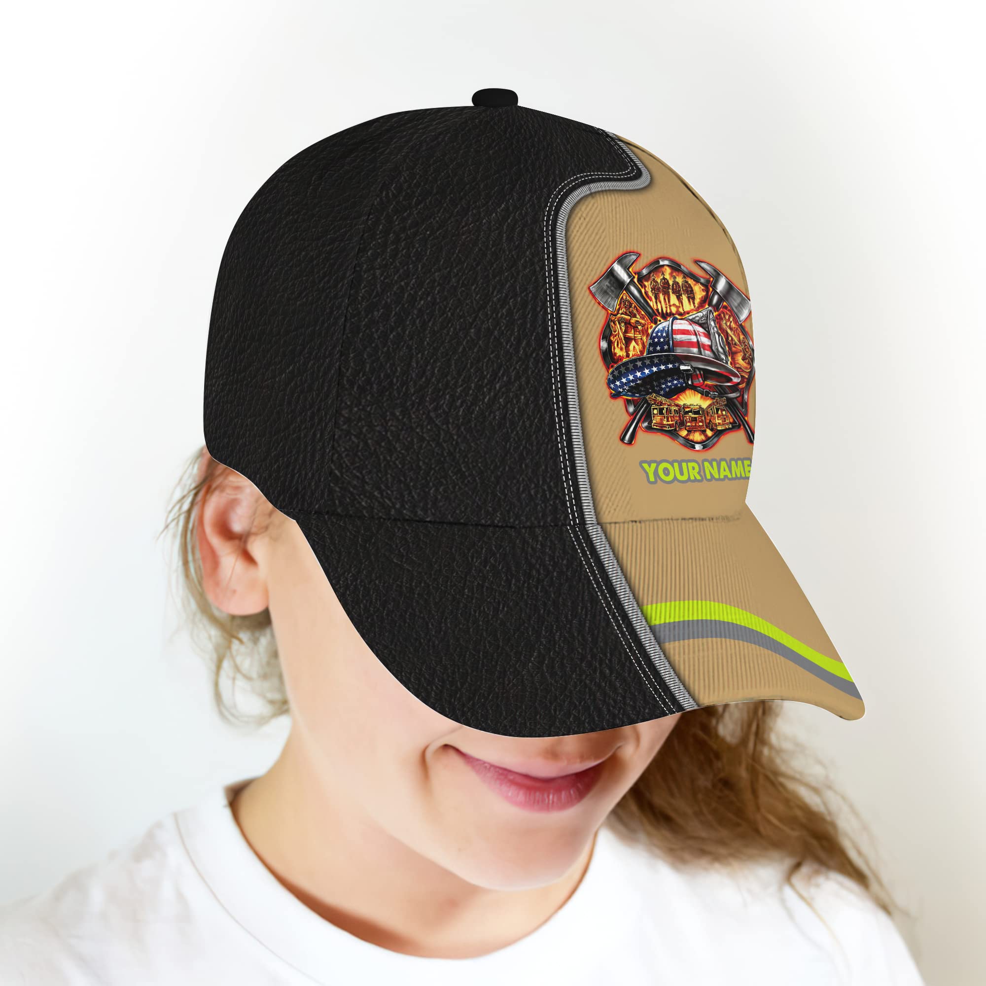 3D Printing Customizable Firefighter Adjustable Snapback Baseball Cap American Fireman Hat Gift for Fire Fighter Men Women Multicolor