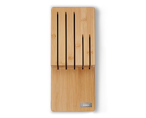 Joseph Joseph Elevate Kitchen Knives 5-piece Japanesse Stainless Steel knife set, in drawer Bamboo Block organizer tray