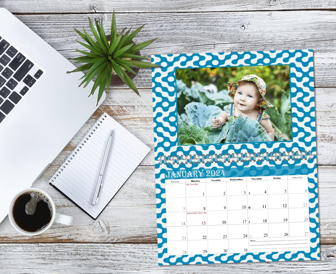 2024 Photo Frame Wall Spiral-bound Calendar (Add Your Own Photos) - 12 Months Desktop/Wall Calendar/Planner - (Geometrics Edition #004)