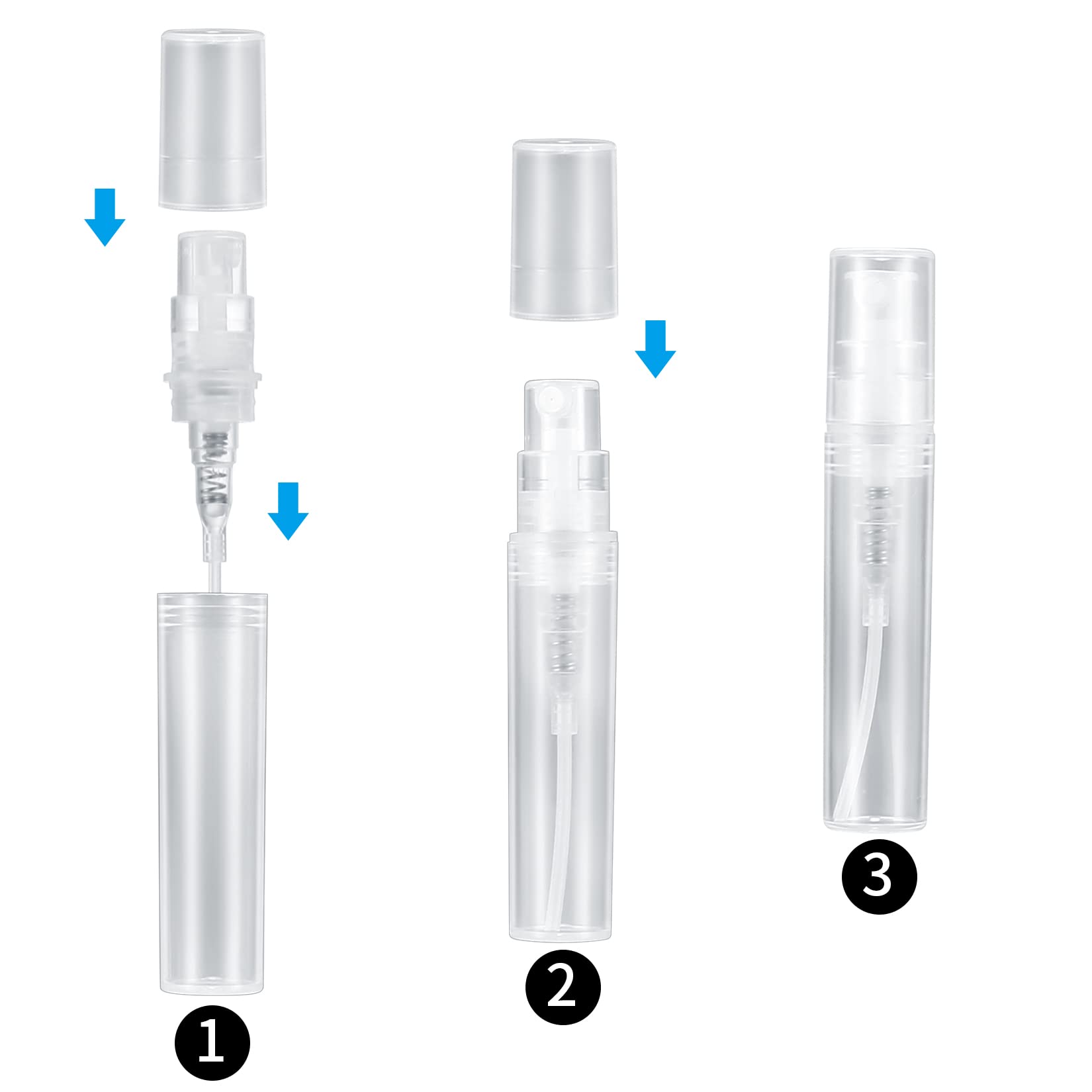 35 Pcs 3ml Mini Spray Bottles, Mini Clear Plastic Spray Bottle Empty, Travel Perfume Fine Mist Atomizer Spray Bottles Refillable, Small Empty Sample Containers for Travel, Perfume, Essential Oils