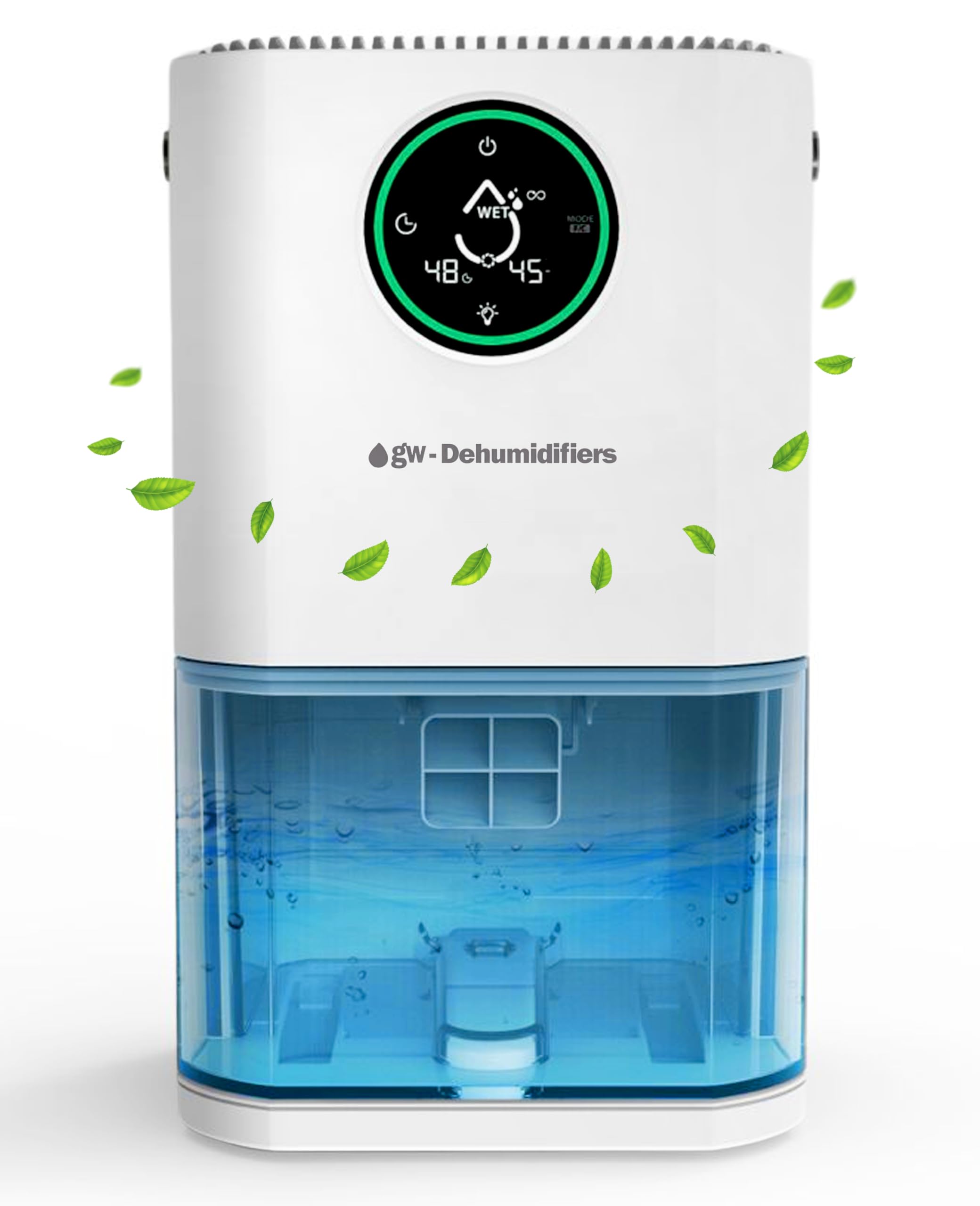2000ml Gw-Dehumidifiers LED for Home Damp - Quiet Mode & 7 Timers - Electric Dual Peltier Device for High Performance -Portable & Auto TurnOff -Quiet Dehumidifier for Bedroom, Bathroom RV-, white