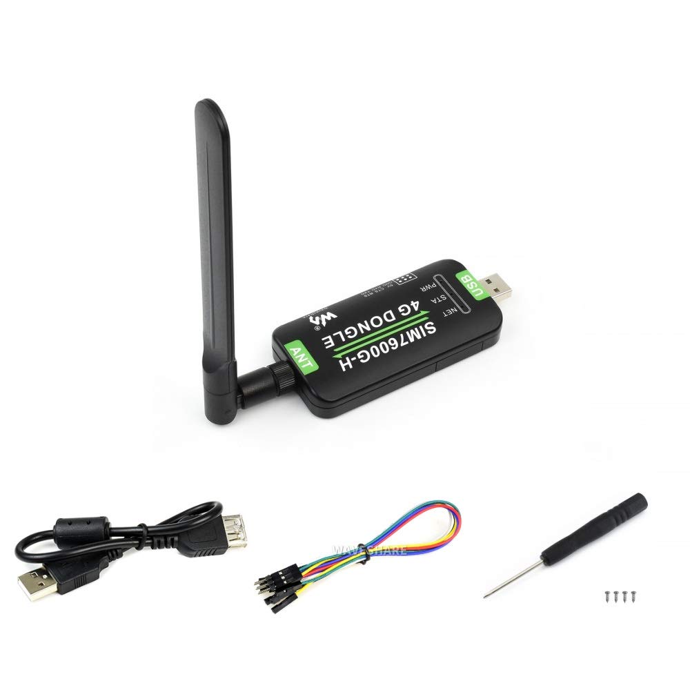 waveshare SIM7600G-H 4G DONGLE LTE USB Adapter for Industrial Grade 4G Communication and GNSS Positioning,Support/PC/Raspberry Pi/Drone/Industrial Computer,150Mbps Downlink Rate,Global Band Support
