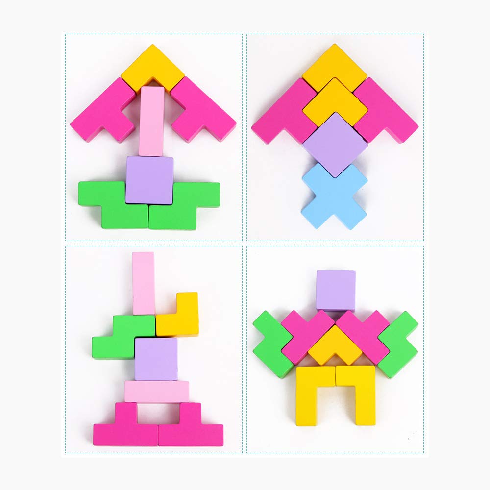 BESTING Wooden Rainbow Stacking Blocks Parent-Child Children's Educational Toys Swing Boat Interlock Decompression Preschool Balancing Games (TJ016)