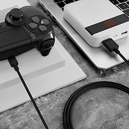 GEEKRIA Micro USB Extension Charging Cable Compatible with Playstation 4, DualShock 4, PS4 Slim/Pro, Xbox One S/X, Elite USB-A to Micro USB Splitters Charger Cord (2 Pack, 5.6FT, Black)