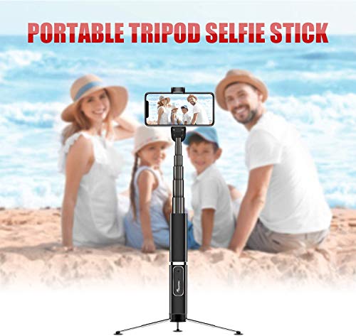Selfie Stick Tripod, Aluminum Integrated Storage Design Phone Tripod with Wireless Remote Controller - Compatible for iPhone X/Xs/XR/iPhone 8/8Plus/iPhone 7/iPhone 6 and All Android Phone