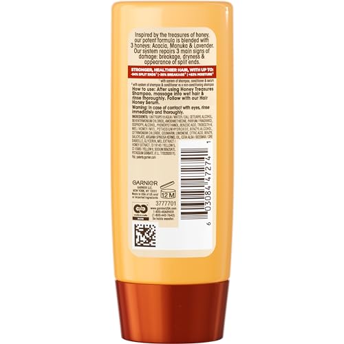 Garnier Whole Blends Honey Treasures Repairing Conditioner, for Dry, Damaged Hair, 3 Fl Oz (Travel Size), 1 Count (Packaging May Vary)