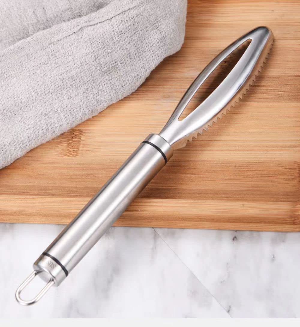 304 Stainless Steel Fish Scale Remover - Saw Teeth Descaler Tool - Easy Scaling Fish Scraper - Suitable for All Fish Types - Perfect for Chefs and Home Cooks