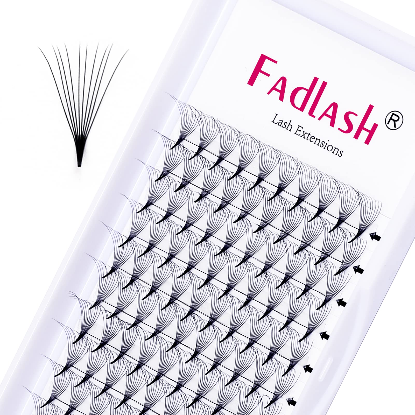 Lash Extension 10D 0.07 Premade Fans Eyelash Extensions D Curl Mix Tray Volume Short Stem (10D-0.07-D, 8-14mm Mix)