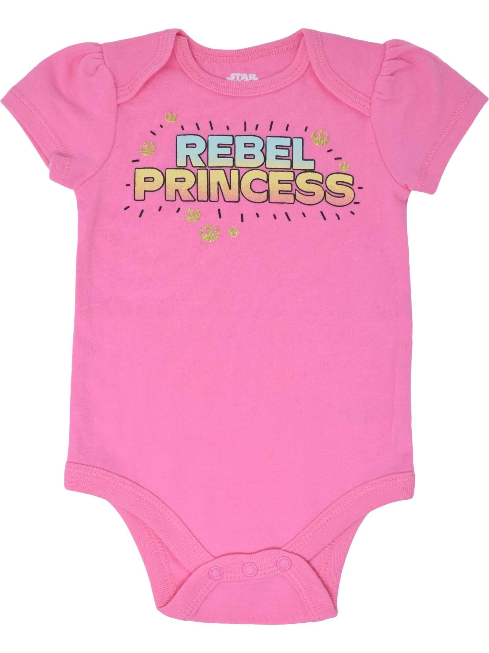 STAR WARS Baby Girls 5 Pack Bodysuits Princess Leia Yoda Chewbacca 3-6 Months