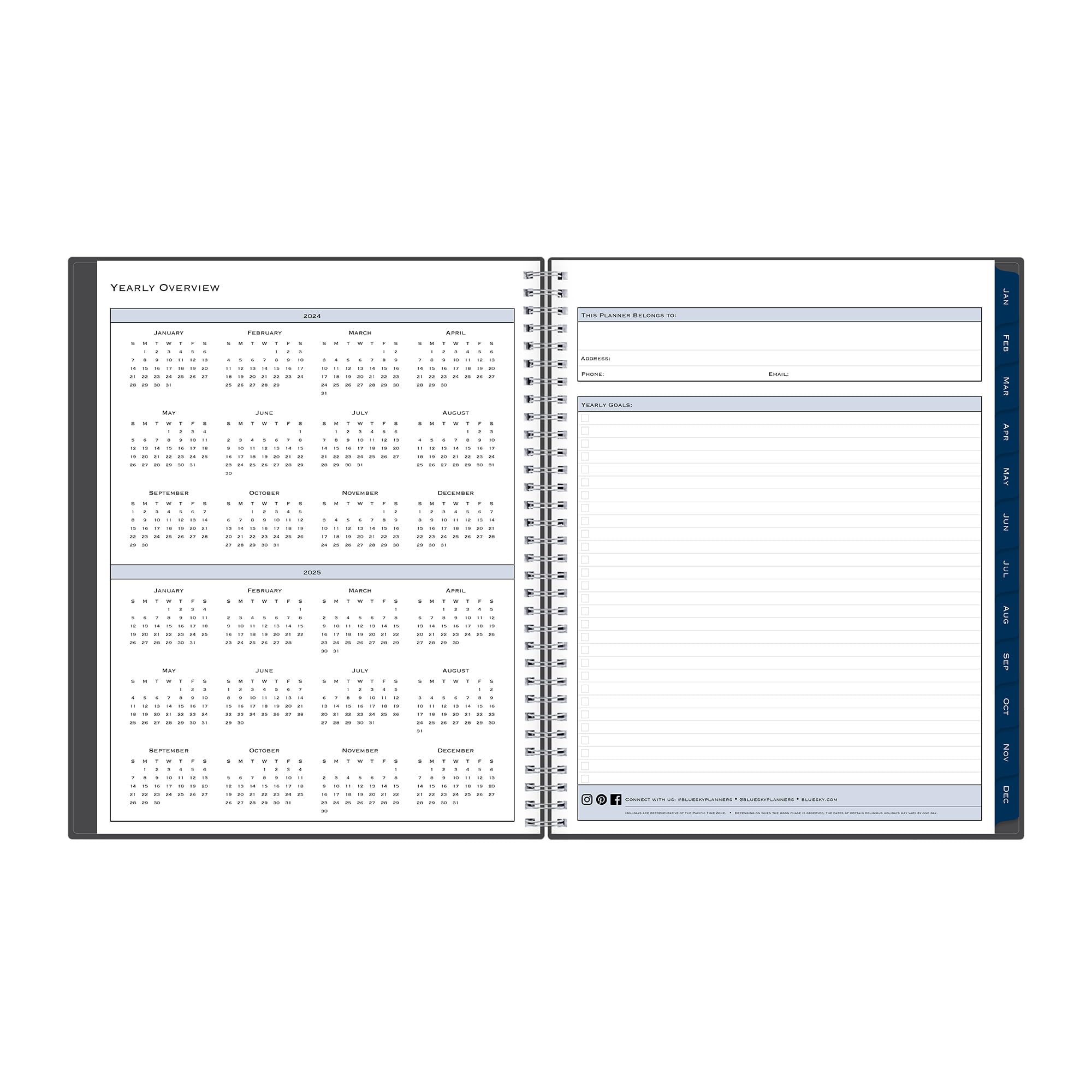 2024 Blue Sky™ Passages Weekly/Monthly Planning Calendar, 8-1/2" x 11", Charcoal Gray, January to December 2024, 100008