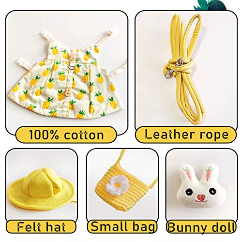 mcgrady1xm Small Animal Harness Vest and Leash Set, No Pull Comfort Clothes with Accessory, Travel Escape Proof Harness for Rabbit Ferret Guinea Pig Bunny Hamster Puppy Kitten (S)