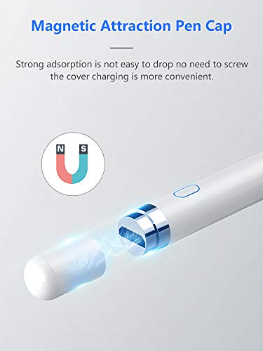 Stylus Pencil Compatible for Apple,Active Stylus Pen for Touch Screens, Rechargeable 1.5mm Fine Point Smart Pencil Compatible for iPhone iPad Android and Most Tablets on Touchscreen Devices (White)