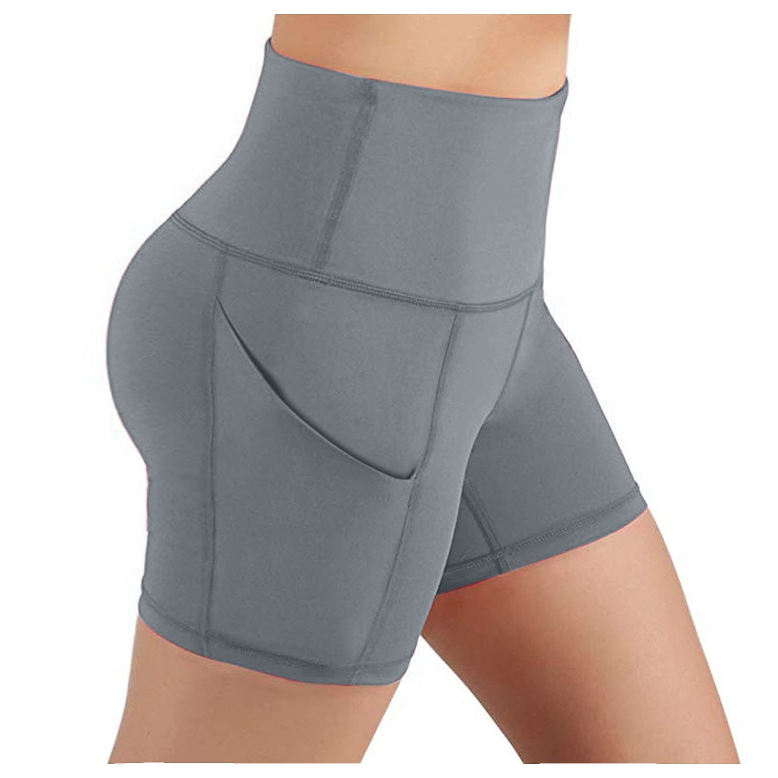 Bblulu High Waisted Yoga Shorts for Women with Side Pockets Tummy Control Running Gym Workout Short Squat Proof Biker Shorts