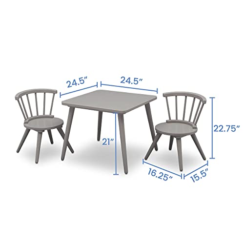 Delta Children Windsor Kids Wood Table and Chair Set (4 Chairs Included) - Ideal for Arts & Crafts, Snack Time, Homeschooling, Homework & More, Grey